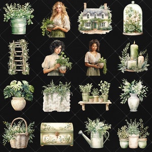 Watercolor Plant Lover Clipart Bundle, House Plant in Pot Clip Art ...