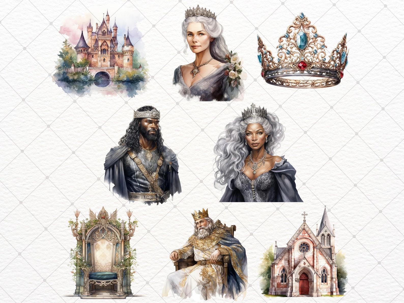 Watercolor Medieval Clipart Bundle PNG, Knights, Castles, Princess ...