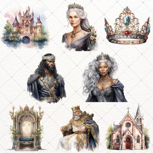 Watercolor Medieval Clipart Bundle PNG, Knights, Castles, Princess ...