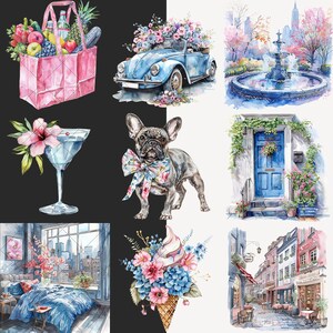 Watercolor Summer City Clipart, Summer Season Clip Art, Cozy ...