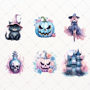 Watercolor Pastel Halloween Clip Art Bundle, Cute Pastelloween Clipart ...
