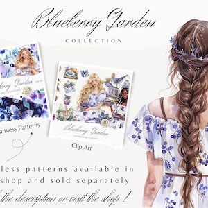 Watercolor Blueberry Garden Clipart Bundle, Berries Clip Art, Summer ...