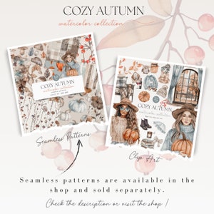 Watercolor Cozy Autumn Clipart Bundle, Fall Clipart PNG, Neutral Cozy ...