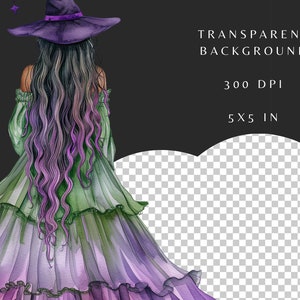 Watercolor Mythical Witch Clipart Bundle, Magic Witch Clip Art PNG ...