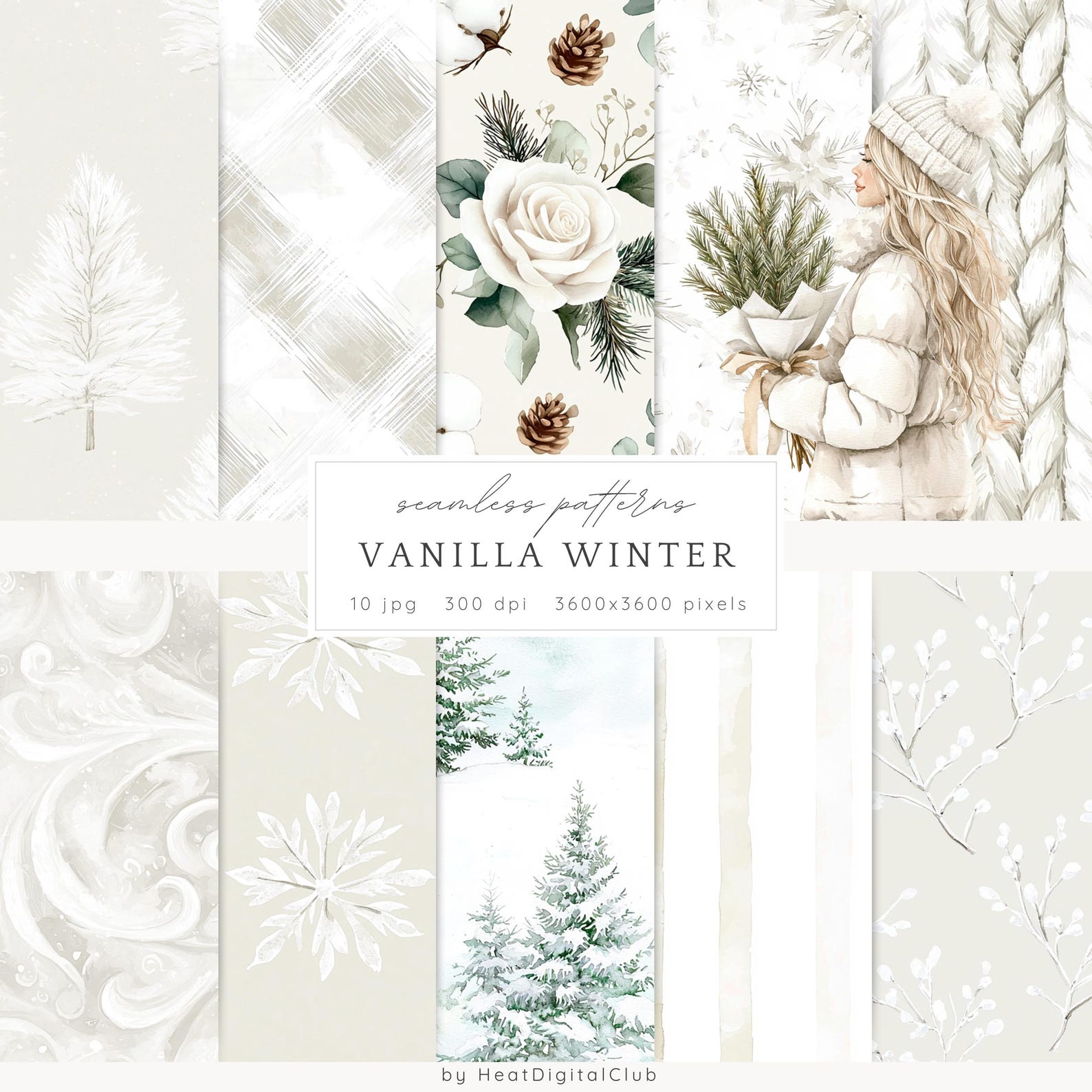 Watercolor Vanilla Winter Clipart, Cozy Winter Clip Art Bundle, Rustic ...