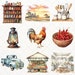 Watercolor Farm Life Clipart Bundle, Farmhouse Clip Art, Farm Animals ...