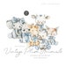 Watercolor Blue Vintage Plush Animals Clipart Bundle, Nursery Animal ...