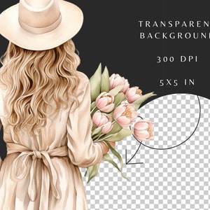 Watercolor Gentle Spring Clipart, Cozy Spring Clip Art, Tulips Graphics ...