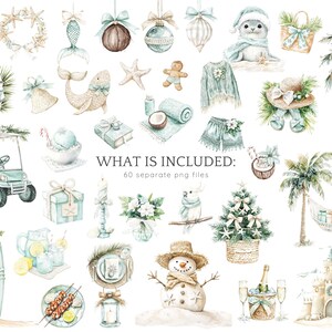 Watercolor Coastal Holidays Clipart, Cozy Winter Clip Art Bundle, Ocean ...