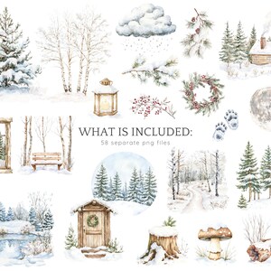 Watercolor Winter Woodland Clipart, Winter Clip Art, Winter Animals ...