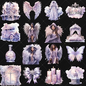 Watercolor Winter Snow Angel Clipart Bundle PNG, Magical Winter ...