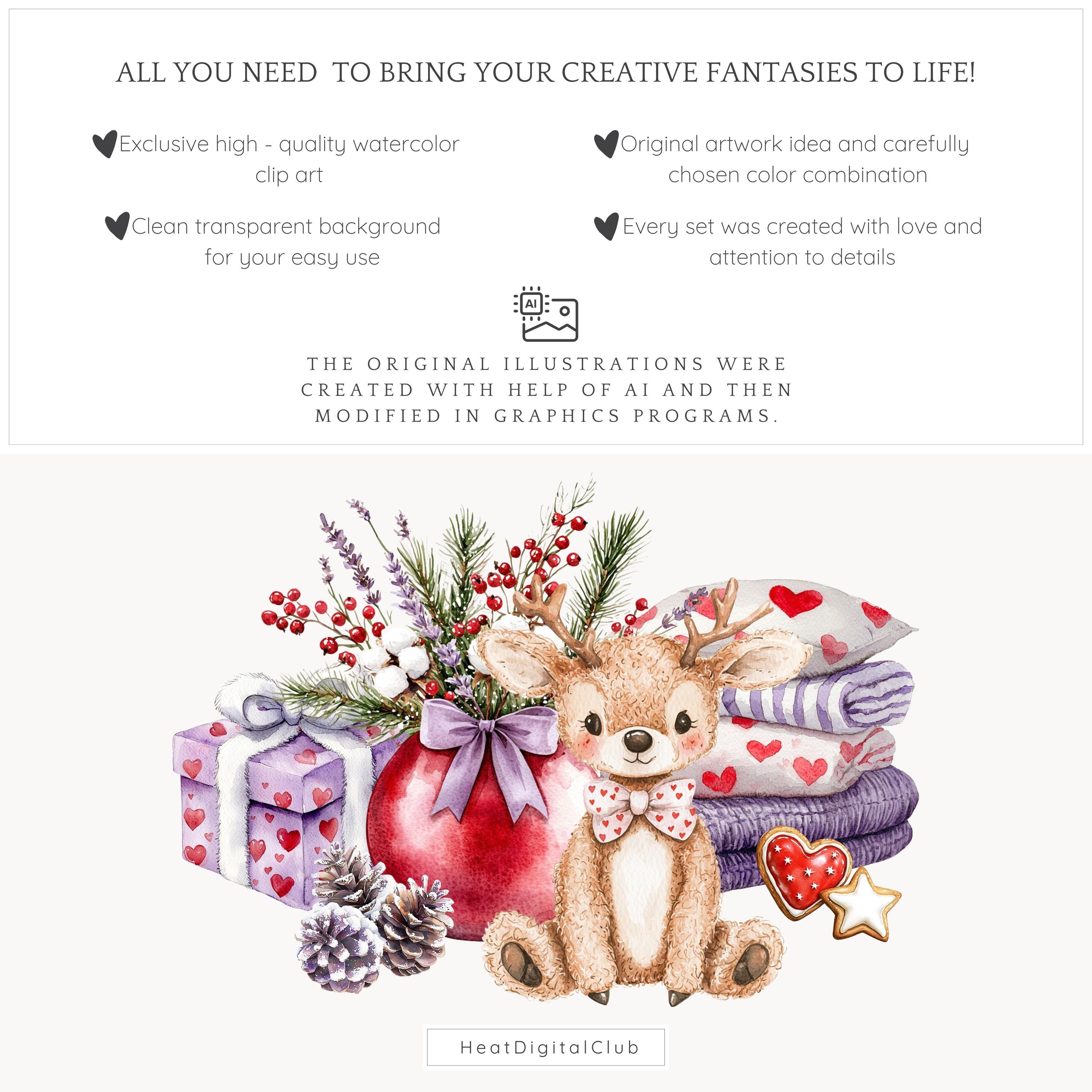 Watercolor Winter in Love Clipart, Cozy Romantic Winter Clip Art Bundle ...