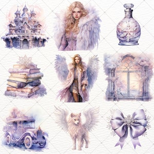 Watercolor Winter Snow Angel Clipart Bundle PNG, Magical Winter ...