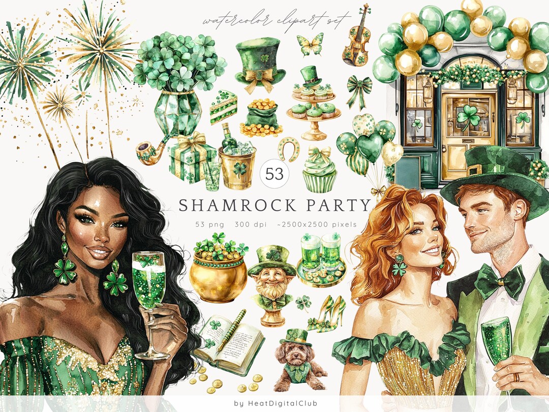 Watercolor St.patrick’s Day Clipart, Shamrock Party PNG, Irish Clip Art ...