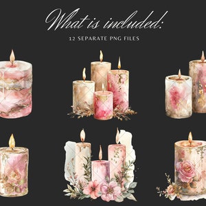 Watercolor Vintage Candles Clipart, Candle Clip Art, Antique Candles ...