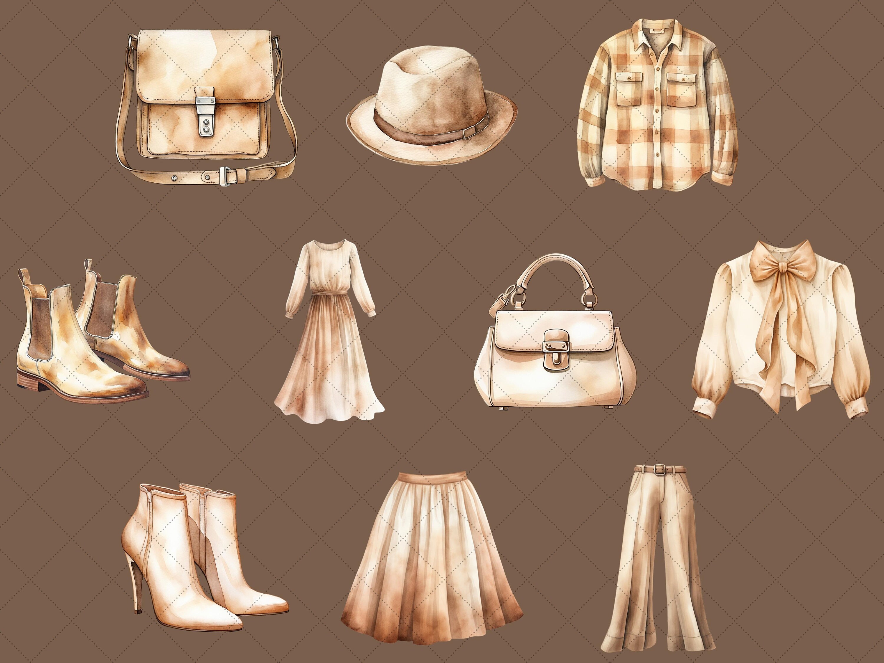 Watercolor Winter Fashion Clipart Bundle, Winter Clothes Clip Art, Cozy ...