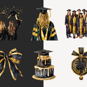 Watercolor Classic Graduation Clipart, Graduation Clip Art Bundle ...