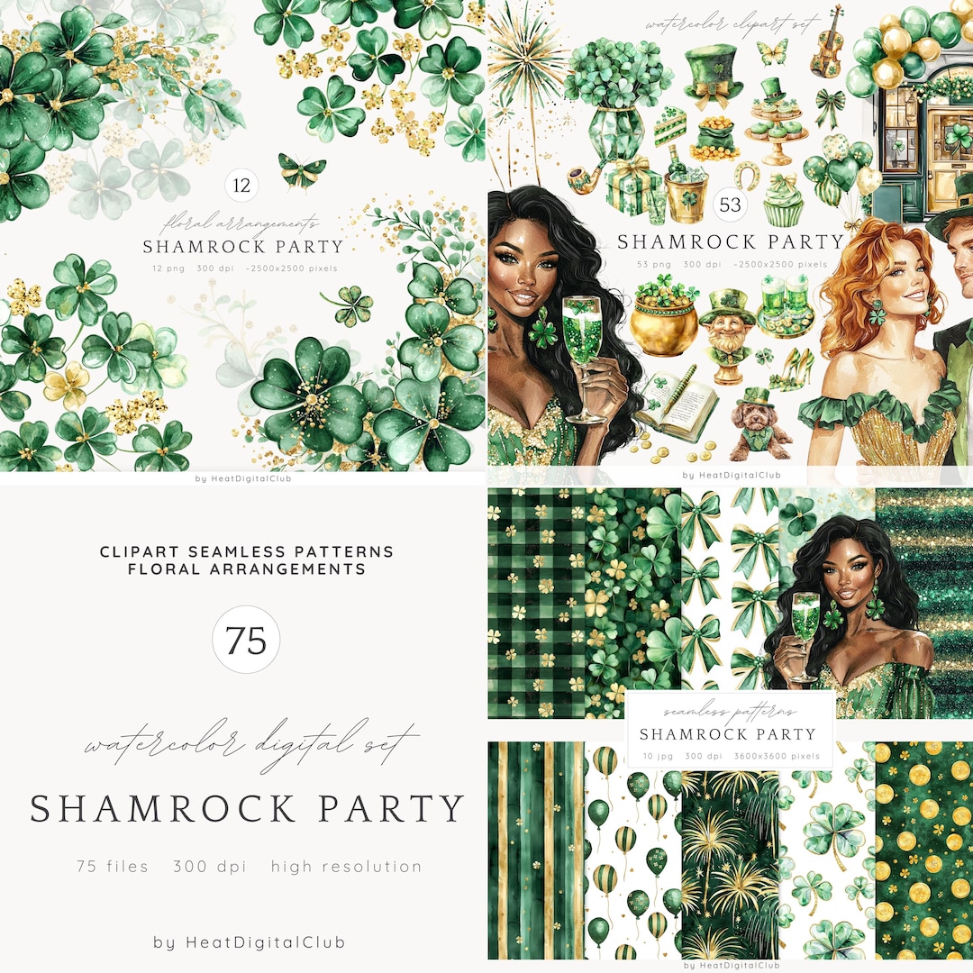 Watercolor St.patrick’s Day Clipart, Shamrock Party PNG, Irish Clip Art ...