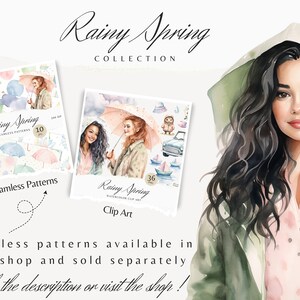 Watercolor Rainy Spring Clipart, Cozy Spring Clip Art, Floral Graphics ...