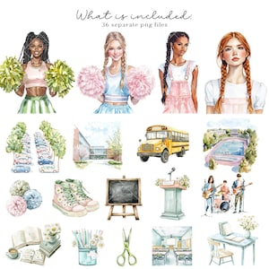 Watercolor School Days Clipart, Back to School Planner Clip Art ...