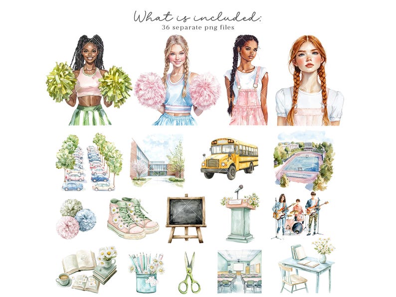 Watercolor School Days Clipart, Back to School Planner Clip Art ...