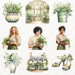 Watercolor Plant Lover Clipart Bundle, House Plant in Pot Clip Art ...