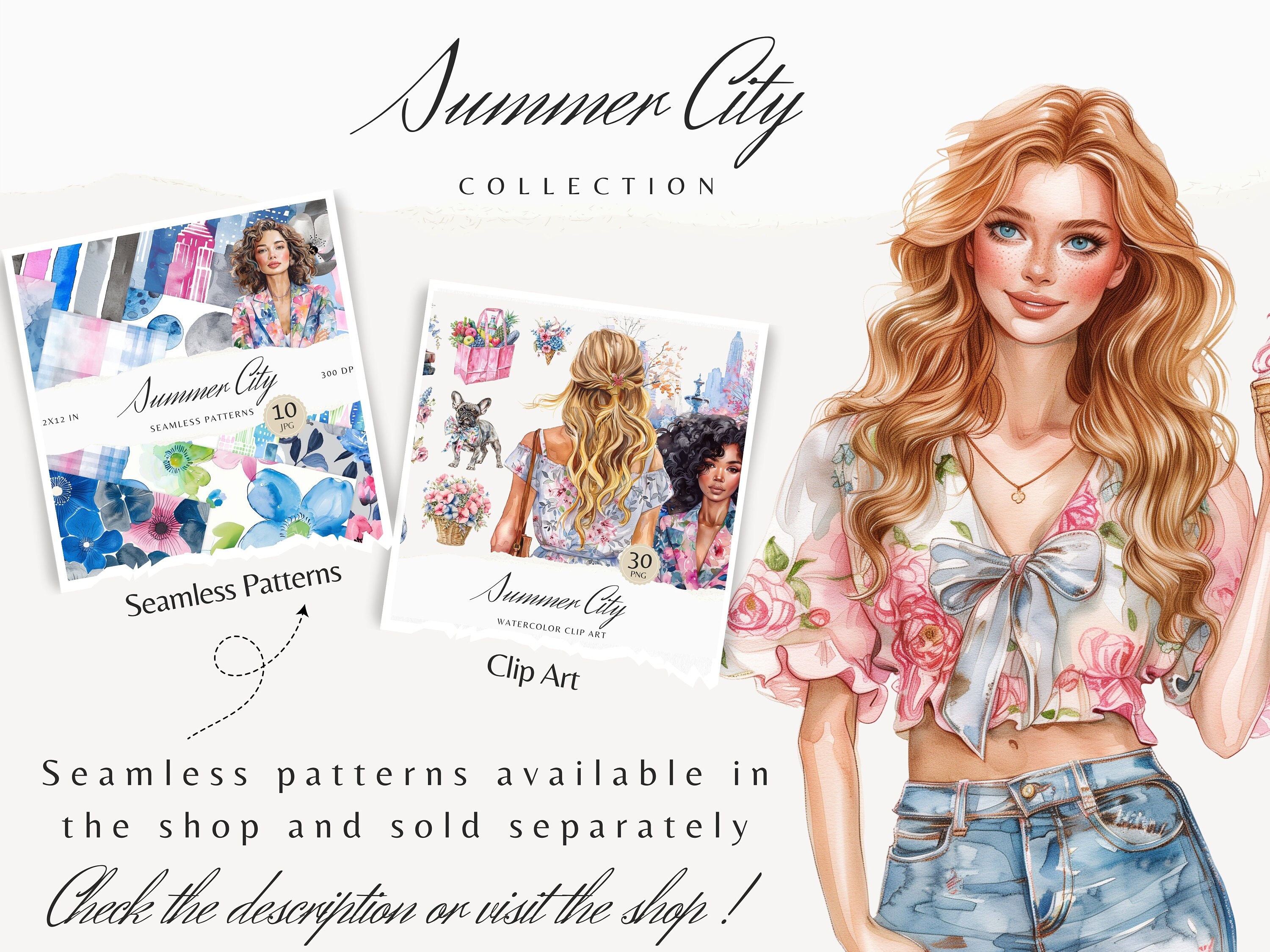 Watercolor Summer City Clipart, Summer Season Clip Art, Cozy ...
