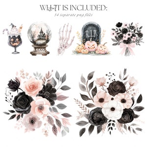 Watercolor Cute Halloween Clipart Bundle, Pastel Spooky Clip Art ...