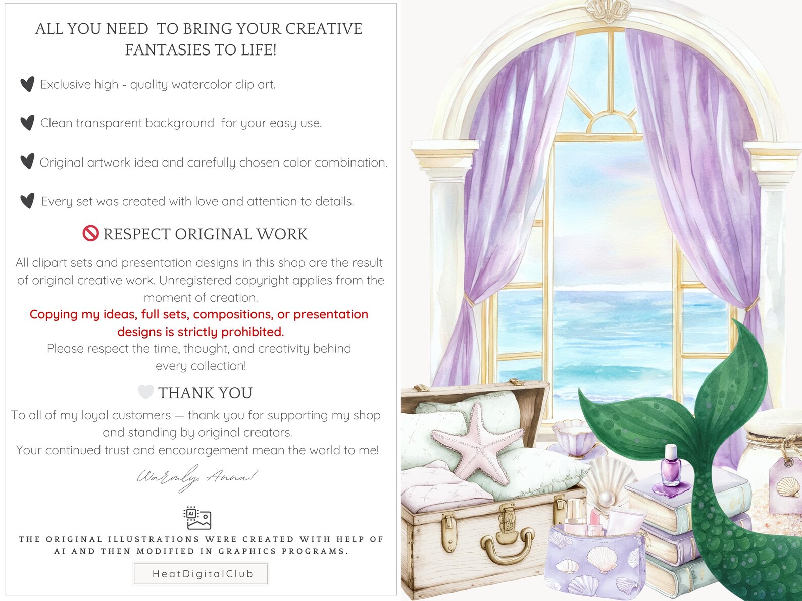 Watercolor Modern Ariel Clipart, Mermaid Clip Art, Ocean PNG, Ariel ...