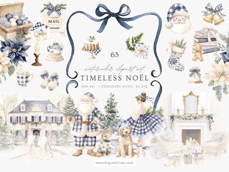 Watercolor Timeless Noël Clipart, Cozy Winter Clip Art Bundle ...
