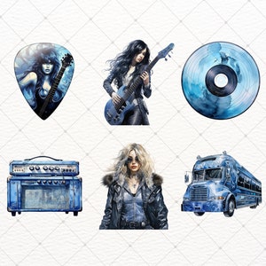 Watercolor Rock Star Clipart Bundle, Rock and Roll Music Clip Art ...