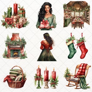 Watercolor Rustic Christmas Clipart Bundle, Farmhouse Holiday Clip Art ...