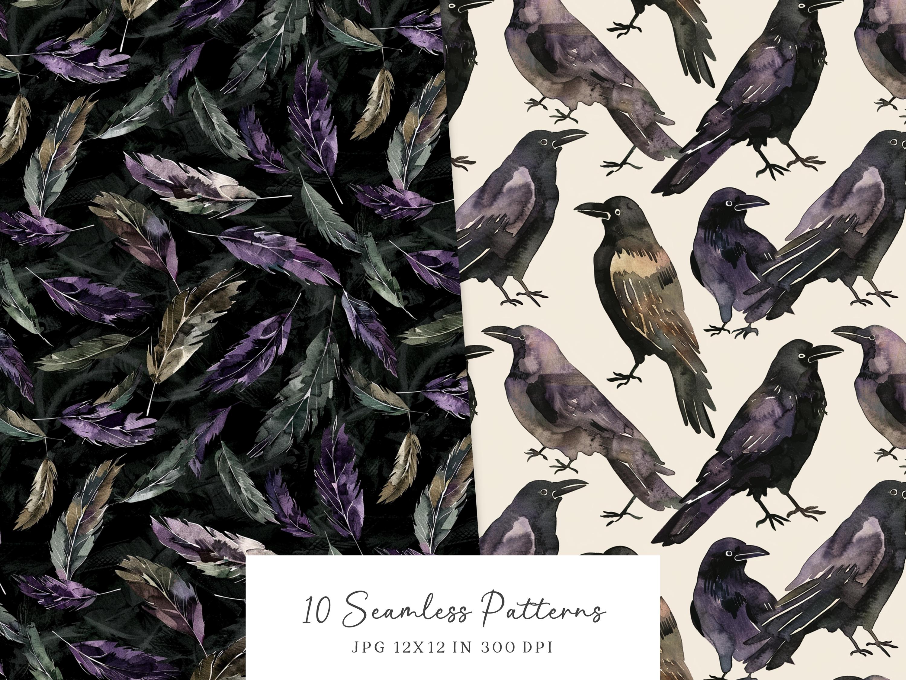 Watercolor Dark Poem Seamless Patterns, Dark Gothic Pattern JPEG ...