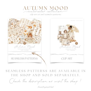 Watercolor Autumn Mood Clipart Bundle, Fall Clipart PNG, Neutral Cozy ...