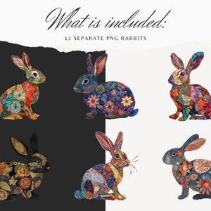 Colorful Rabbits Clipart - Cute Watercolor Bunny Clip Art, Batik Cute ...