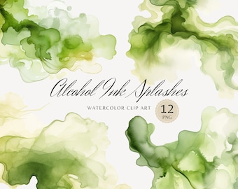 Sage Green Color Splash Clipart Brush Strokes Abstract Clip Art Alcohol ...