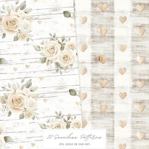 Watercolor Valentines Day Seamless Patterns, Boho Valentines JPG ...