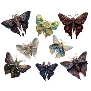 20 Magical Butterflies, Magic Moths, Butterfly PNG Bundle, Witch Clip ...