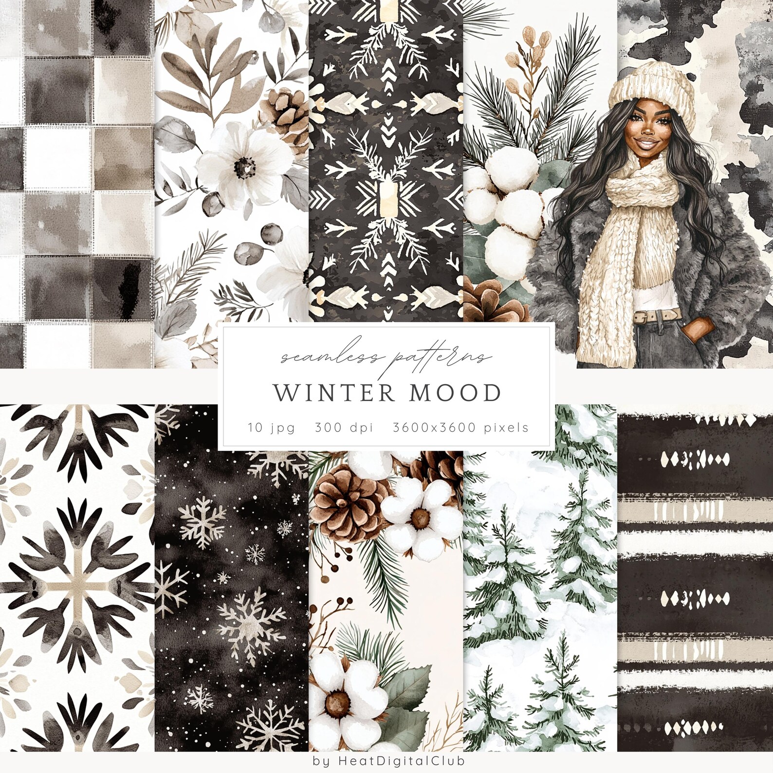 Watercolor Winter Mood Clipart, Cozy Winter Clip Art Bundle, Rustic ...