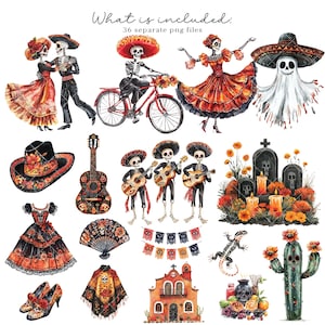 Watercolor Day of the Dead Clipart, Dia De Muertos Clip Art, Mexican ...