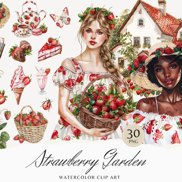 Strawberry Clipart - Etsy