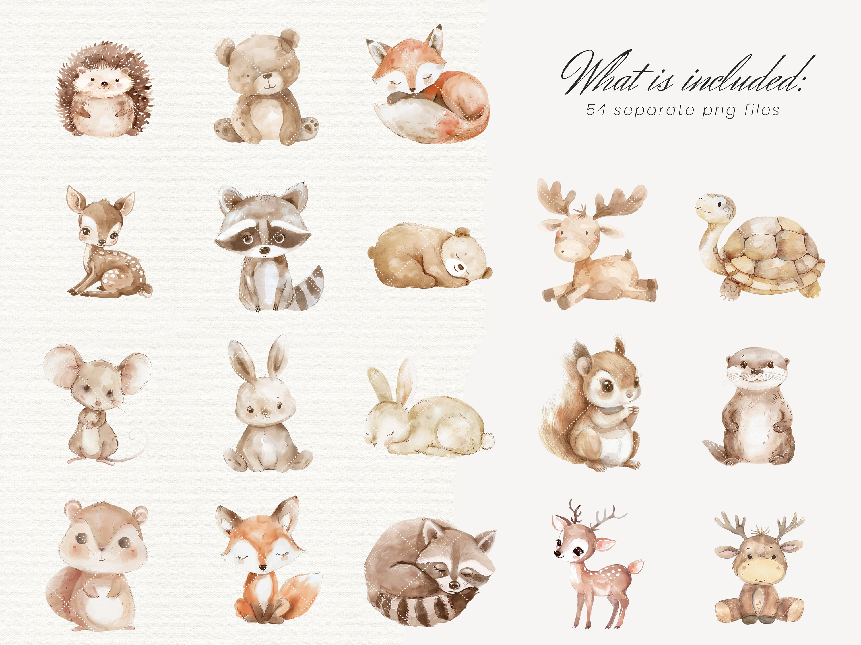 Watercolor Woodland Animals Clipart, Boho Nursery Decor (digital ...