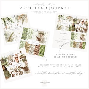Watercolor Woodland Journal Floral Arrangements Clipart,botanical ...