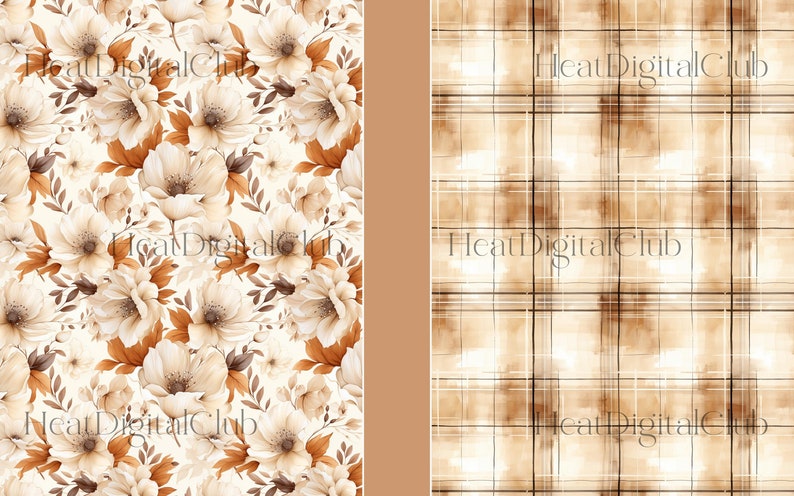 10 Seamless Watercolor Cozy Fall Patterns, Autumn Leaves, Floral ...