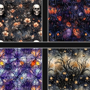 Watercolor Halloween Seamless Patterns - Spooky Fall Halloween JPEG ...
