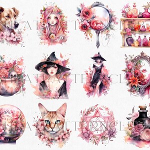 72 Witchy Items Watercolor Clipart, Witch Clip Art Png, Magic Clip Art ...