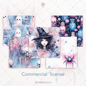 Seamless Cute Pastel Halloween Patterns, Spooky Pastel Textures JPEG ...