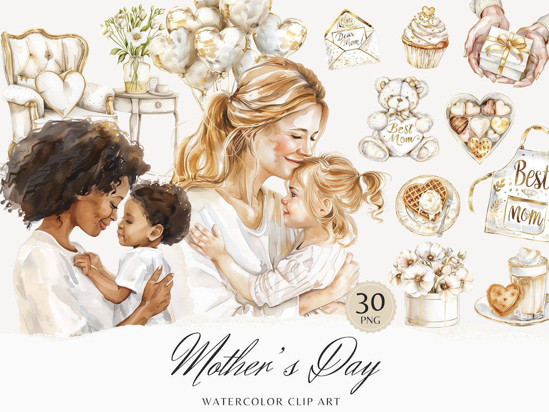 Watercolor Mothers Day Clipart, Mother and Child Png, Mother's Day ...