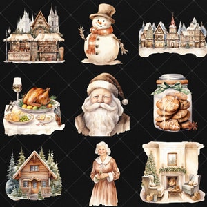 Watercolor Cozy Christmas PNG Clipart Bundle Images, Christmas Clipart ...