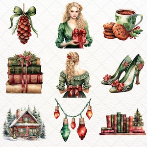 Watercolor Rustic Christmas Clipart Bundle, Farmhouse Holiday Clip Art ...